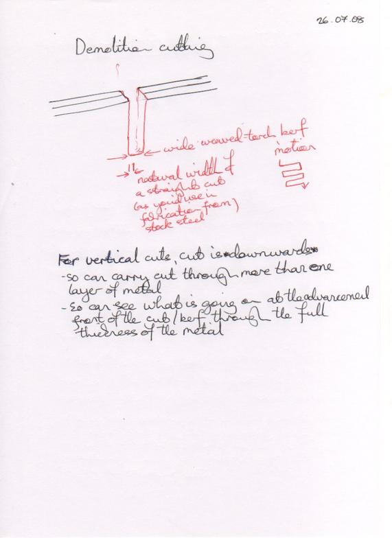 Special oxy-acetylene demolition cut skills